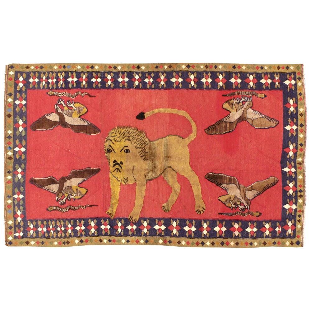 Contemporary Persian Pictorial Souf Accent Rug in the Style of Gabbeh ...