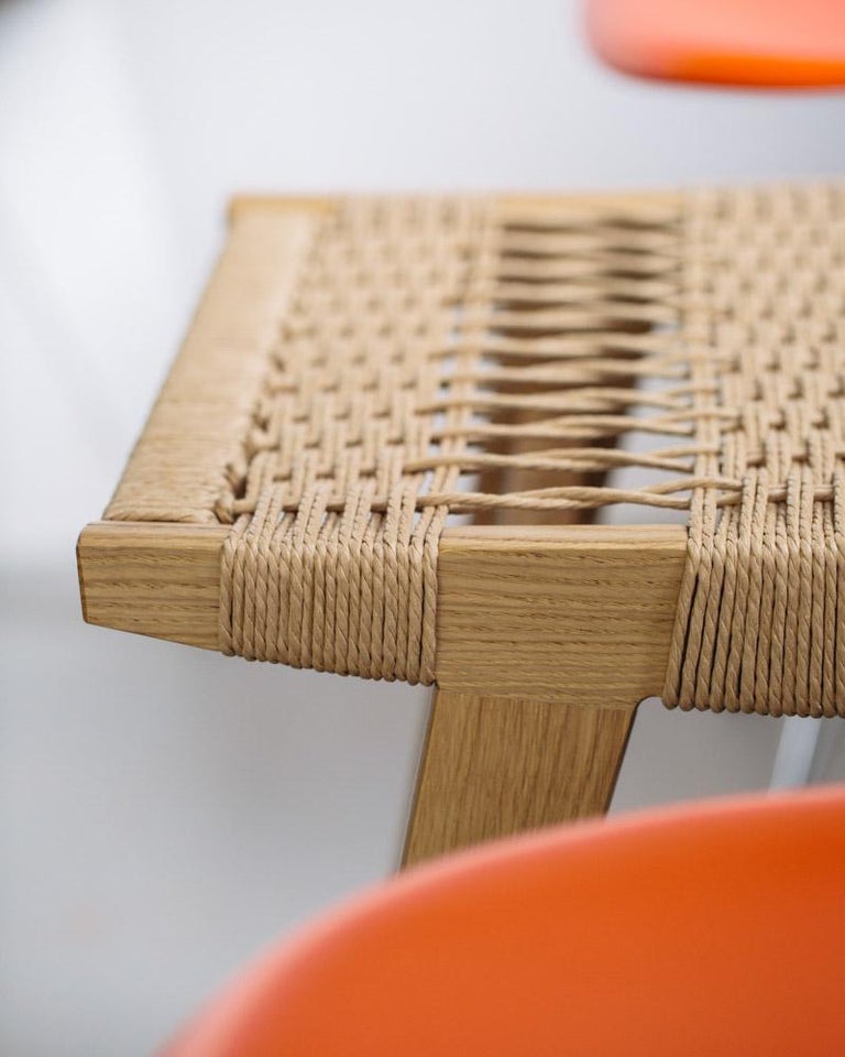 Contemporary Pi Stool, Ebonised Oak Frame, Black Danish Cord Seat For ...