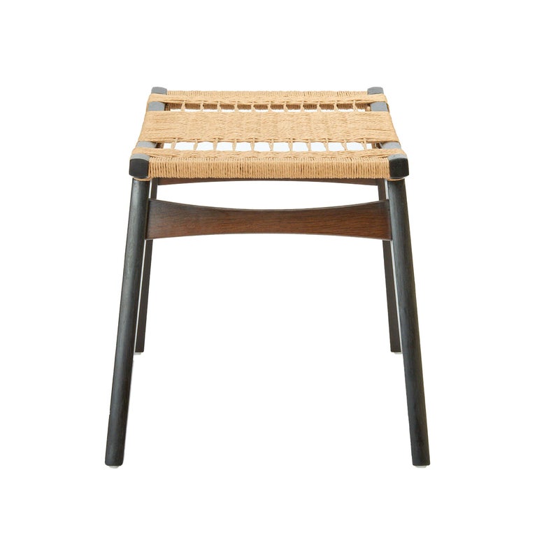 Contemporary pi Stool, Ebonised Oak Frame, Natural Danish Cord Seat For ...