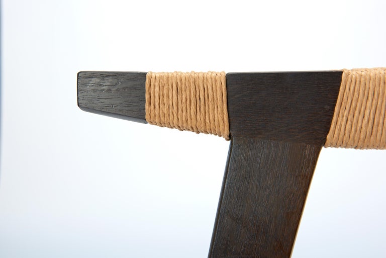 Contemporary pi Stool, Ebonised Oak Frame, Natural Danish Cord Seat For ...