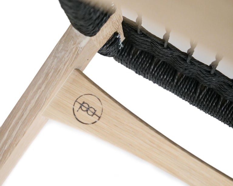 Contemporary pi Stool, Limed Oak Frame, Black Danish Cord Seat For Sale ...