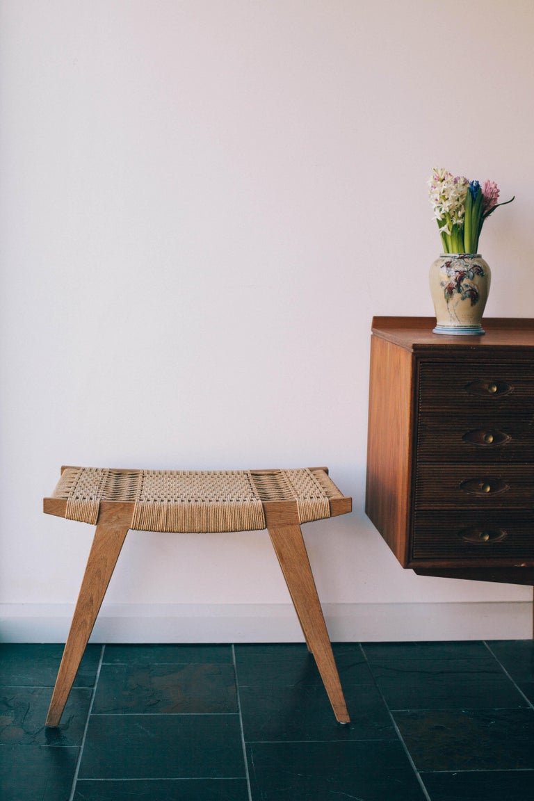 Contemporary pi Stool, Natural Oak Frame, Natural Danish Cord Seat For ...