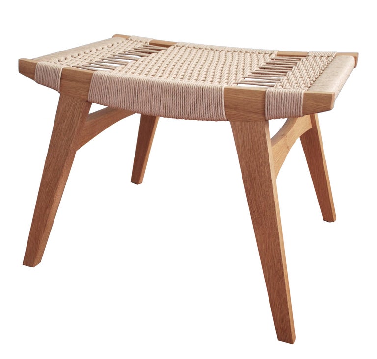 Contemporary pi Stool, Oak Frame, Danish Cord Seat, Made in the USA For ...