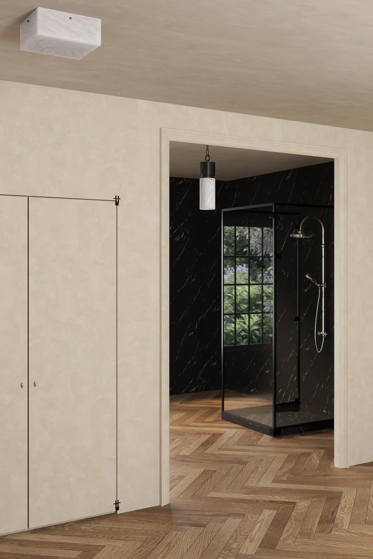 Contemporary Ponti Flush Mount 002A-2C in Alabaster by Orphan Work For Sale at 1stDibs