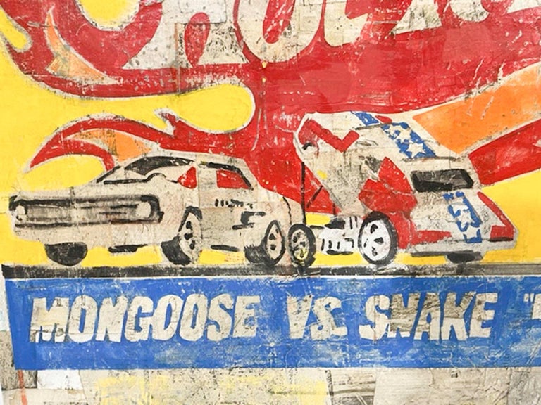 Contemporary Pop Art 'Hot Wheels, Mongoose vs. Snake' Oil and Paper on ...