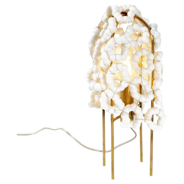 Contemporary Porcelain and Brass Table Lamp, Akoya Light by Johannes ...