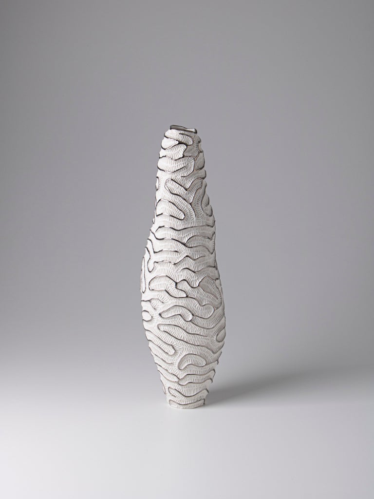 Contemporary Porcelain Vase Platinum Sea Fossil Texture Ceramic Italy ...
