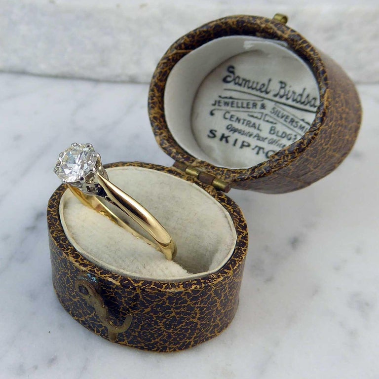 Contemporary Pre-Owned 0.70 Carat Diamond Solitaire Ring, Yellow Gold ...