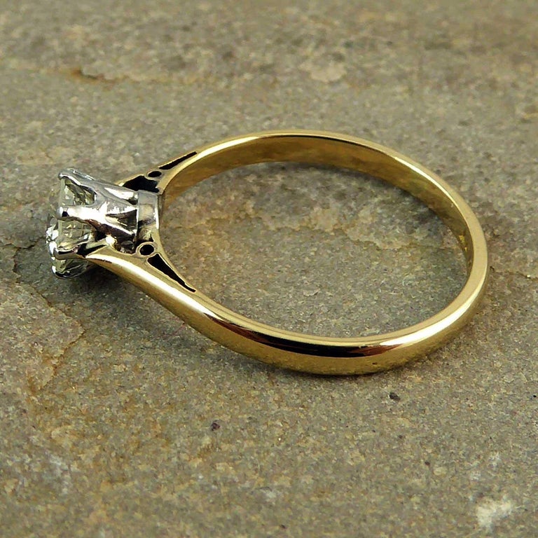 Contemporary Pre-Owned 0.70 Carat Diamond Solitaire Ring, Yellow Gold ...