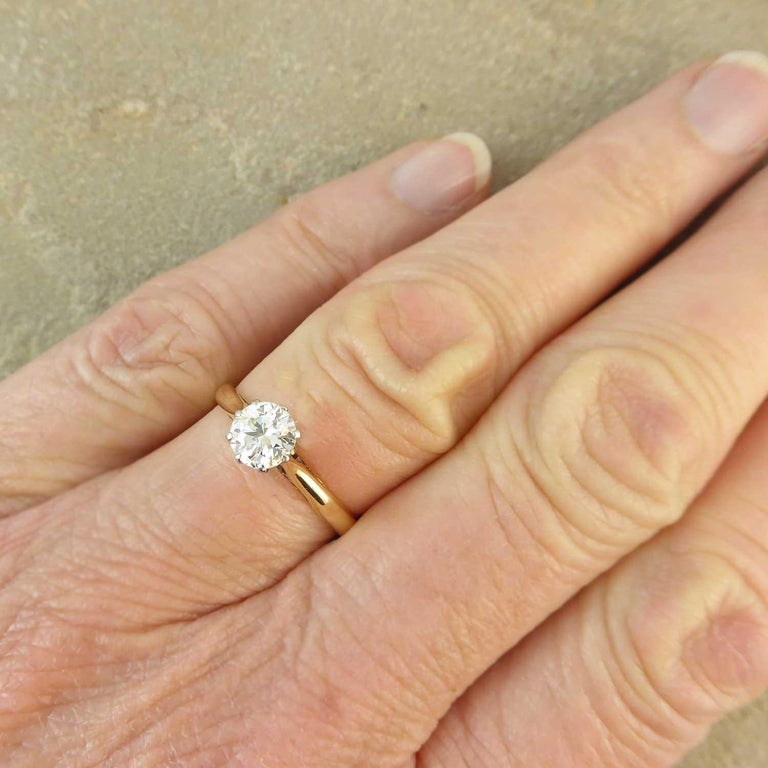 Contemporary Pre-Owned 0.70 Carat Diamond Solitaire Ring, Yellow Gold ...