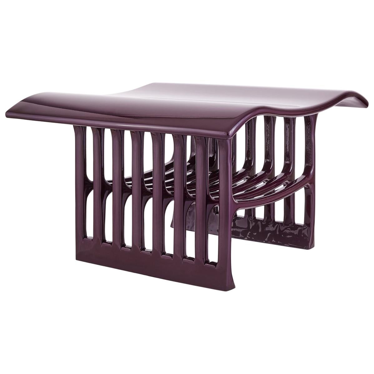 Contemporary Purple Wood Sculpted Bench with Acrylic Finish For Sale at ...