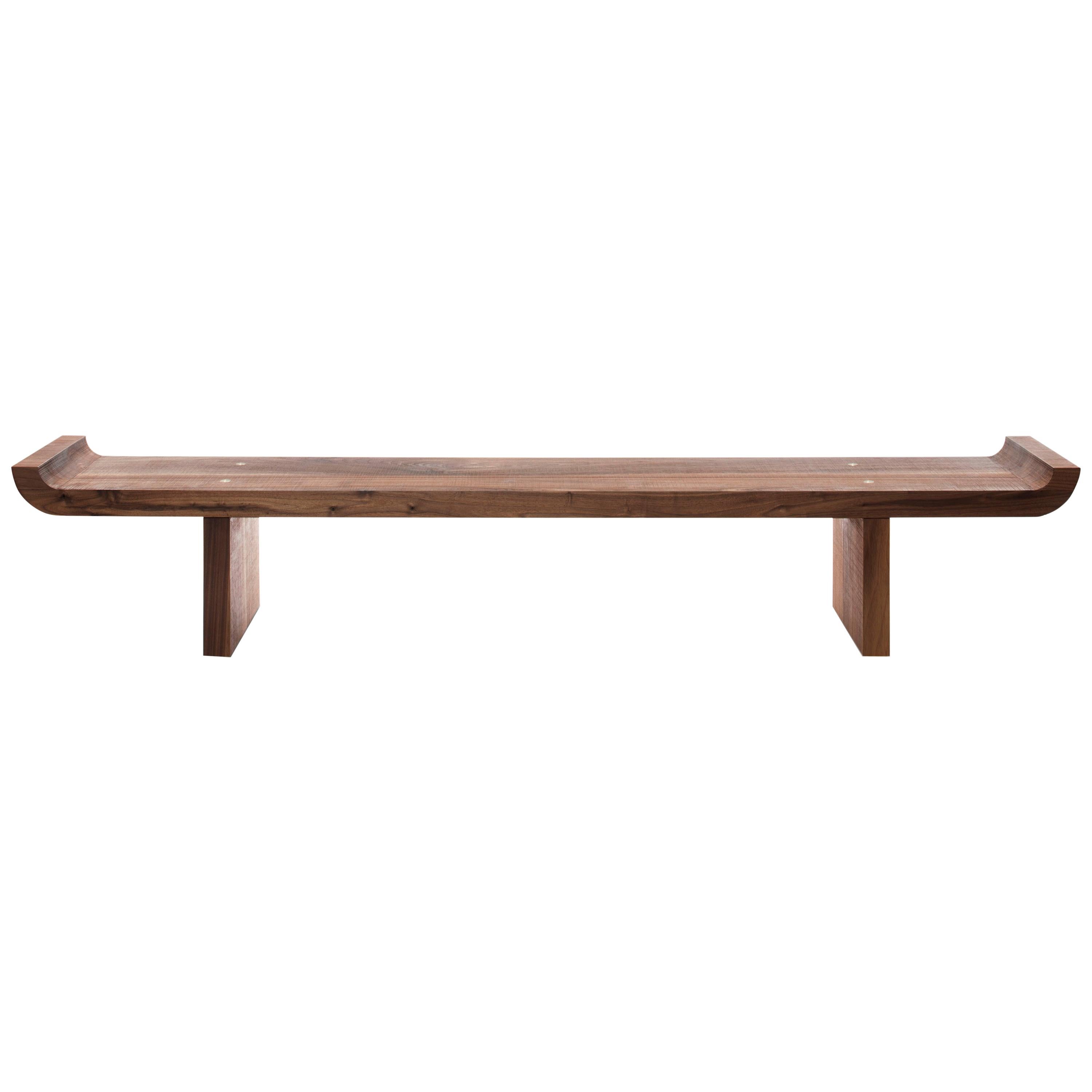 Contemporary QD02 Bench in Walnut with Brass Details For Sale at ...