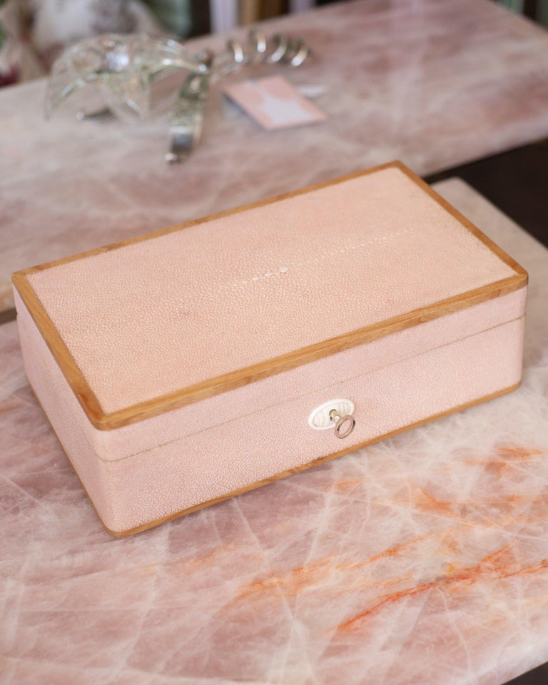 Contemporary Rectangular Authentic Shagreen Pink Covered Box at 1stDibs