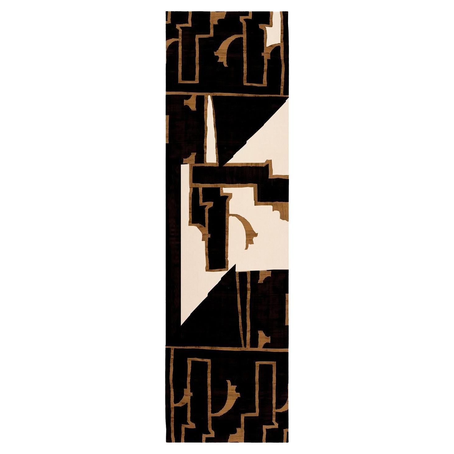 Contemporary Rectangular Rug Abstract Pattern Black, Yellow Mustard and ...