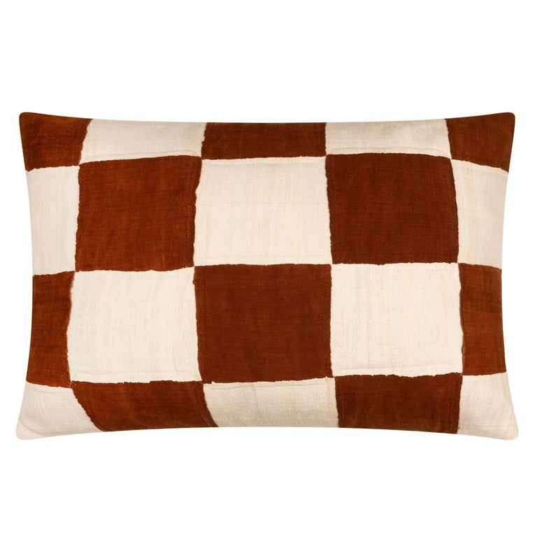 Contemporary brown and White checkered Cushion Cover - Handwoven in ...