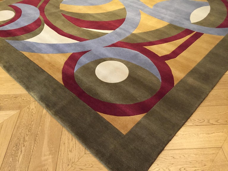 Contemporary Red Green Yellow and Grey Natural Wool Boralevi's Design ...