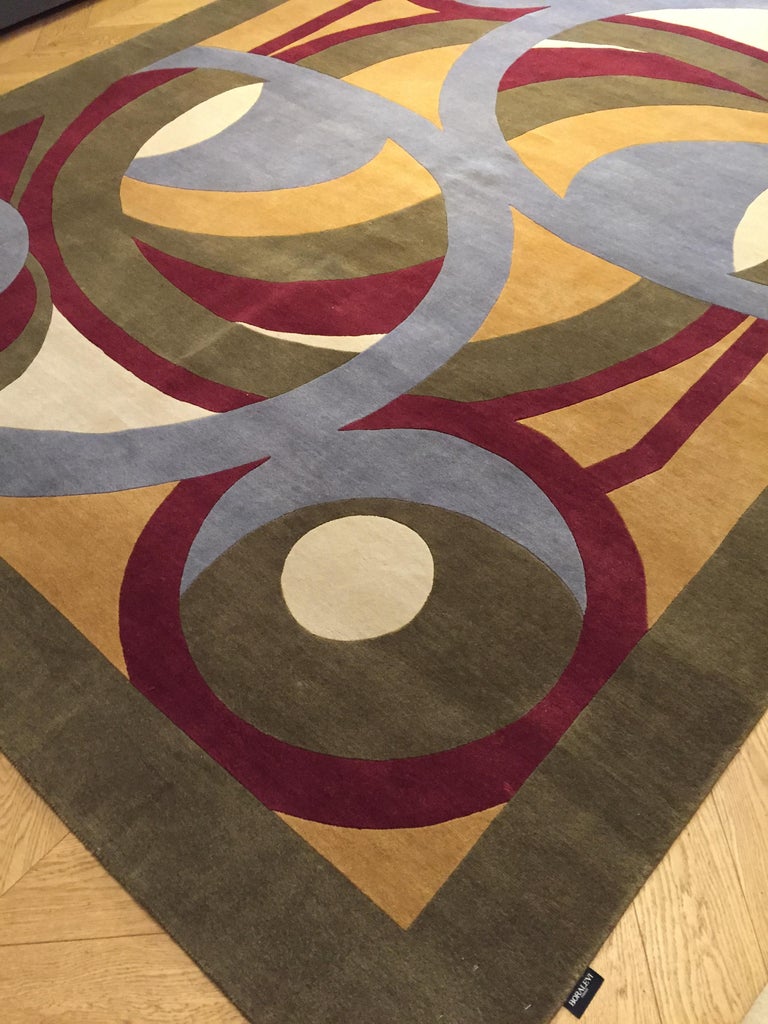 Contemporary Red Green Yellow and Grey Natural Wool Boralevi's Design ...