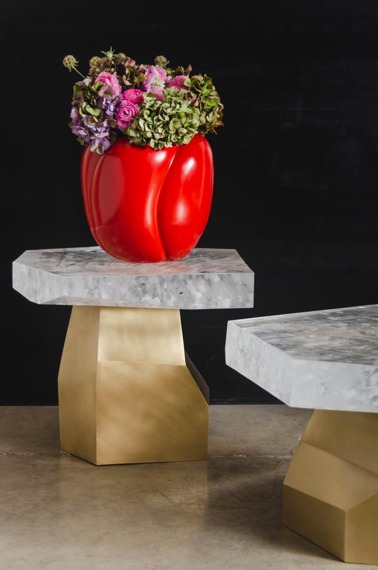 Contemporary Red Lacquer 4 Petal Pot by Robert Kuo, Hand Repoussé ...