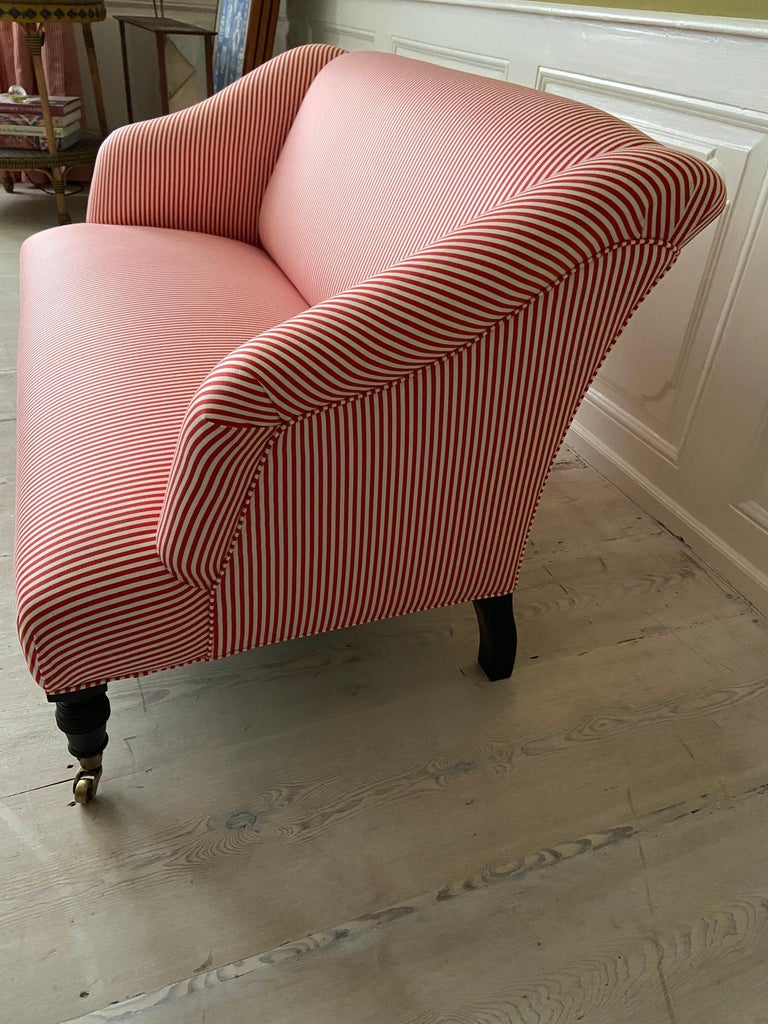 Contemporary Red Striped Sofa in Customized Upholstery by the Apartment, Belgium For Sale at 1stDibs
