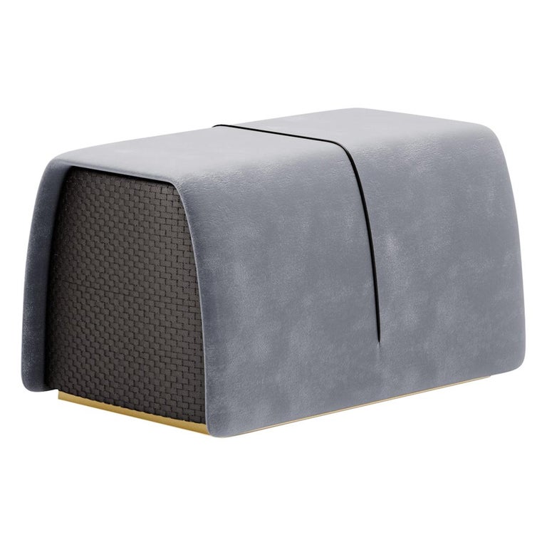 Contemporary Rest Bench Crossed Leather, Velvet and metal. For Sale at ...