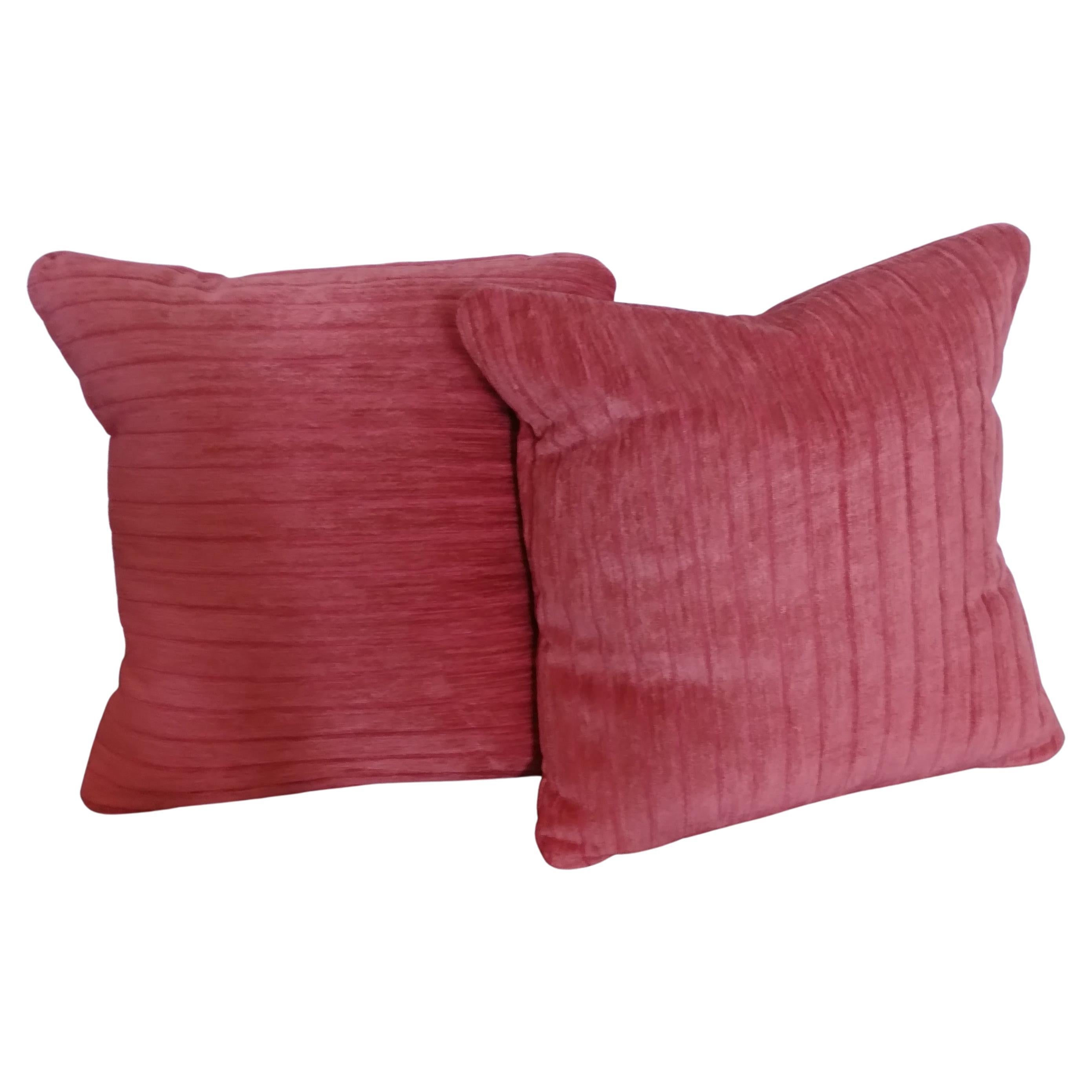 Pair of Flower Stencil and Chenille Pillows at 1stDibs