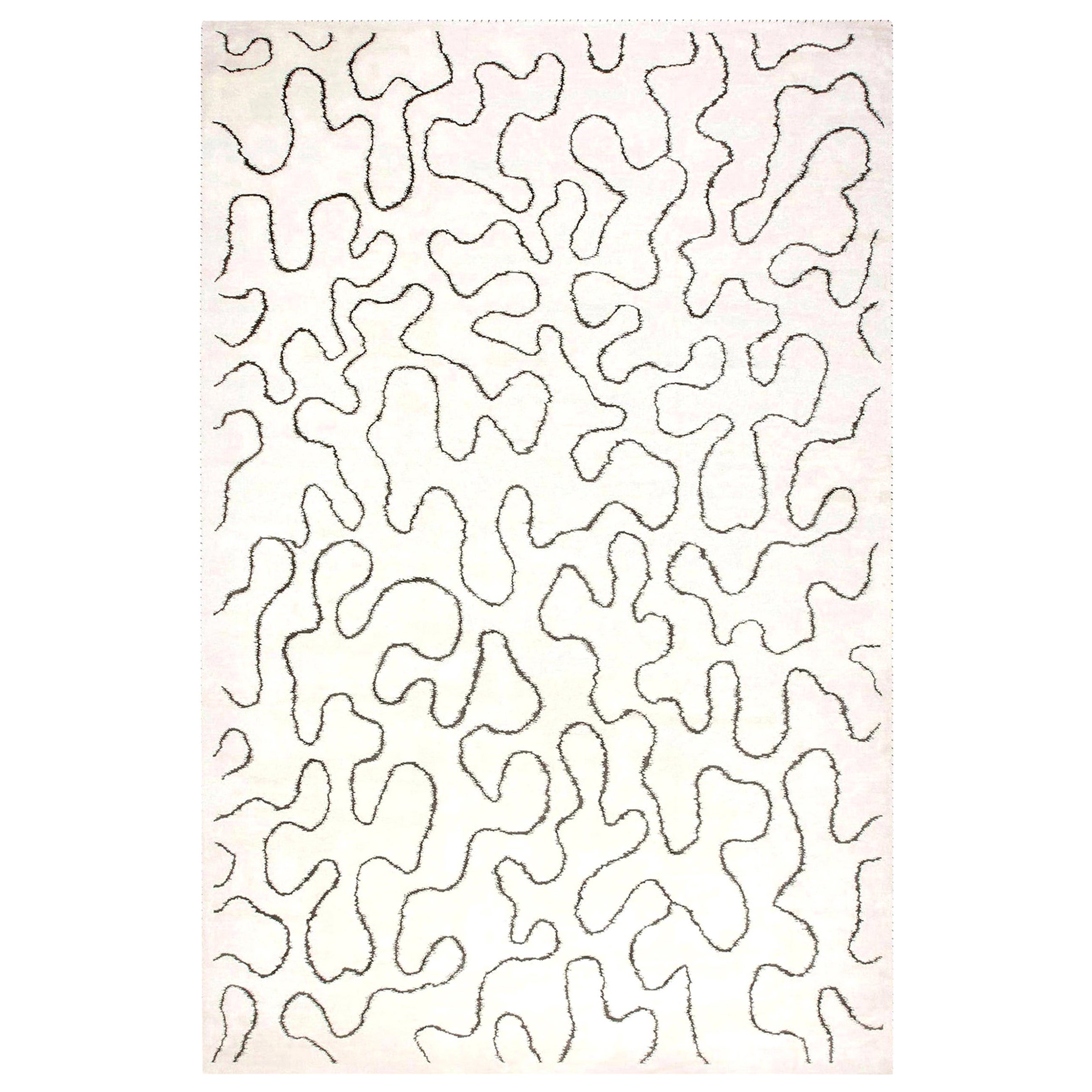 Modern Ribbon Design Black and White, Wool and Silk Rug by Doris Leslie ...