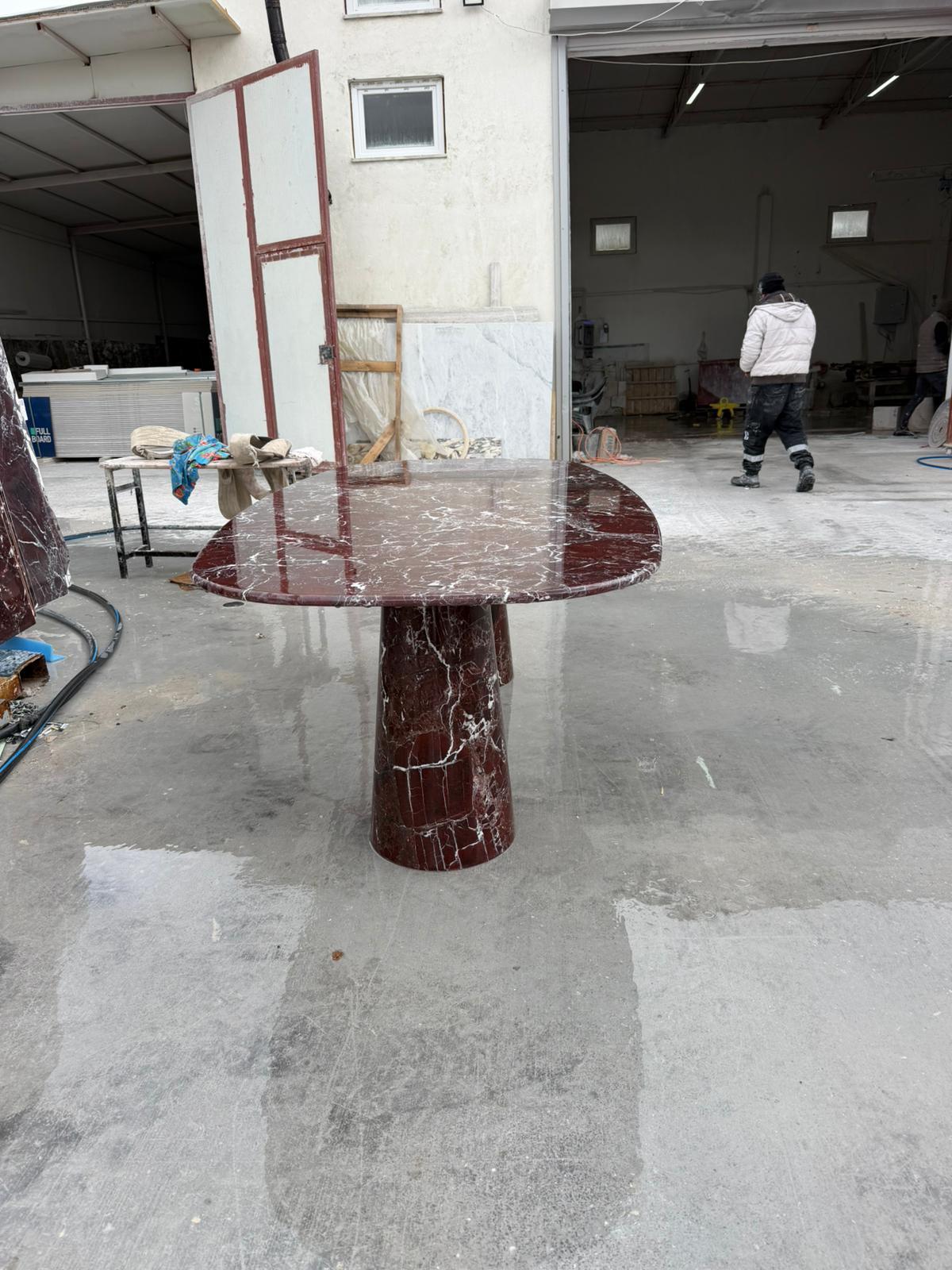 Contemporary Rosso Levanto Marble Table - Red Oval Stone Dining Table ...