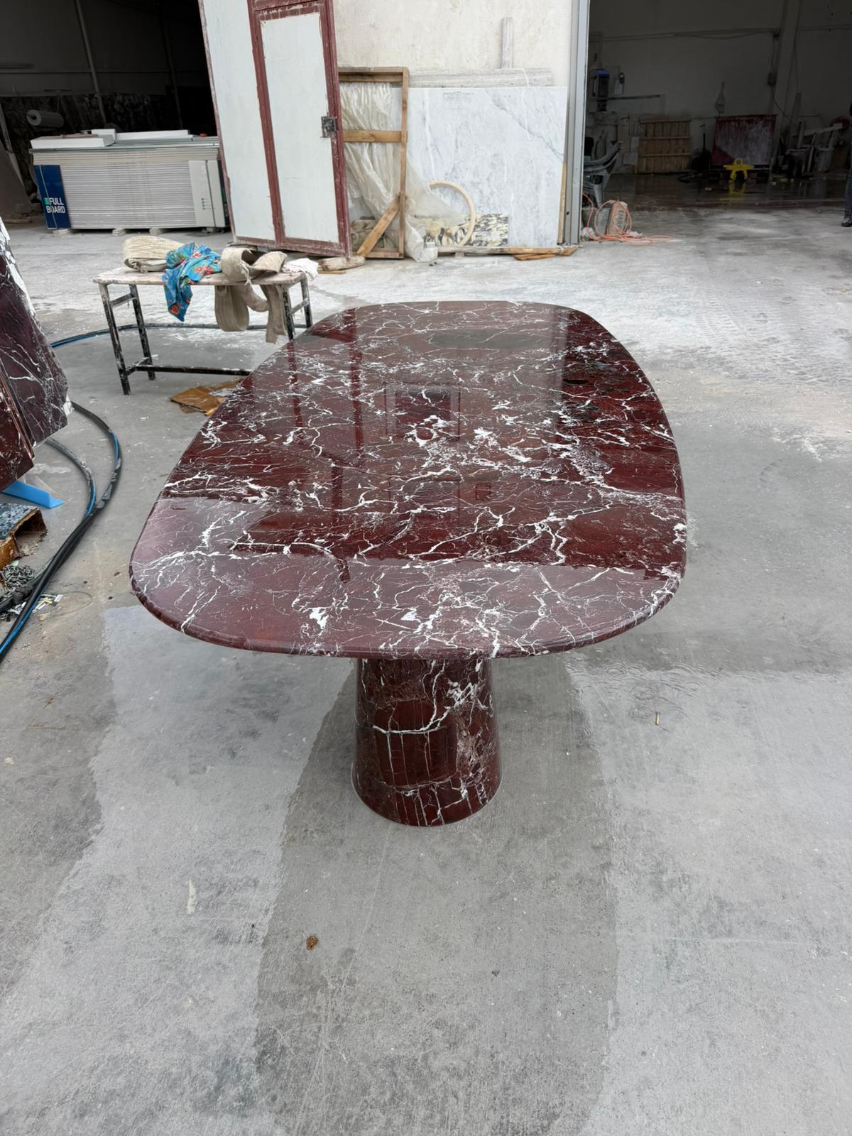 Contemporary Rosso Levanto Marble Table - Red Oval Stone Dining Table ...