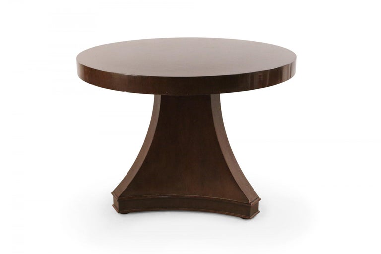 Contemporary Round Pedestal Base Dark Wood Center Table For Sale at ...