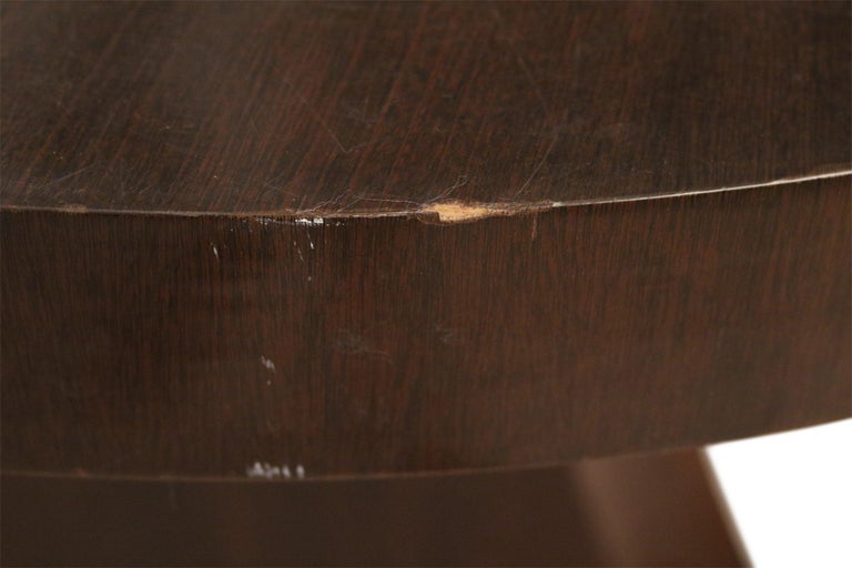 Contemporary Round Pedestal Base Dark Wood Center Table For Sale at ...