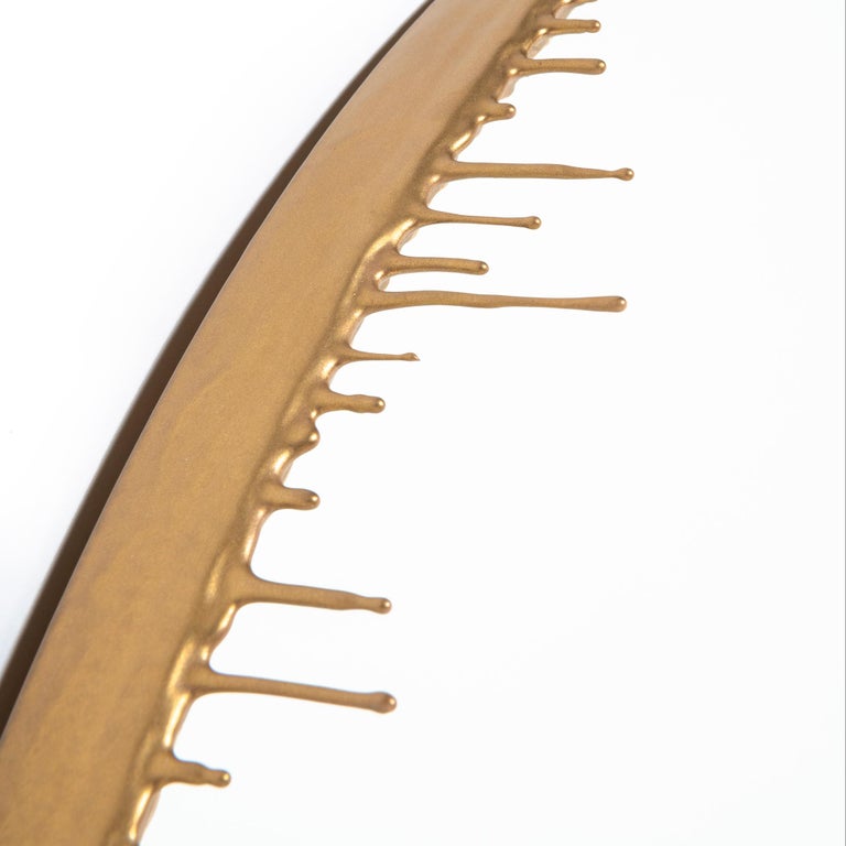 Contemporary Round Resin Drip Mirror in Metallic Gold by Elyse Graham ...