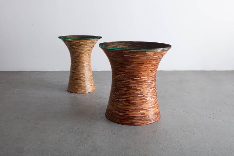 Customizable STACKED Round Side Table, shown in Oak, by Richard Haining ...