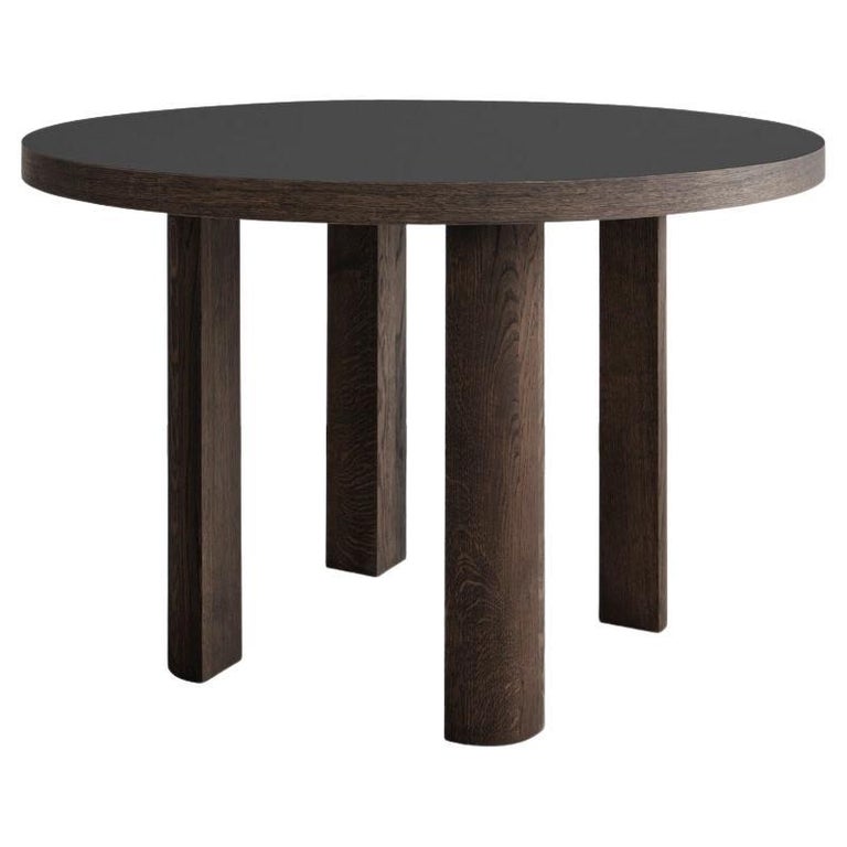 Contemporary Round Table 'Quarter', Smoked Oak / Black Top For Sale at ...