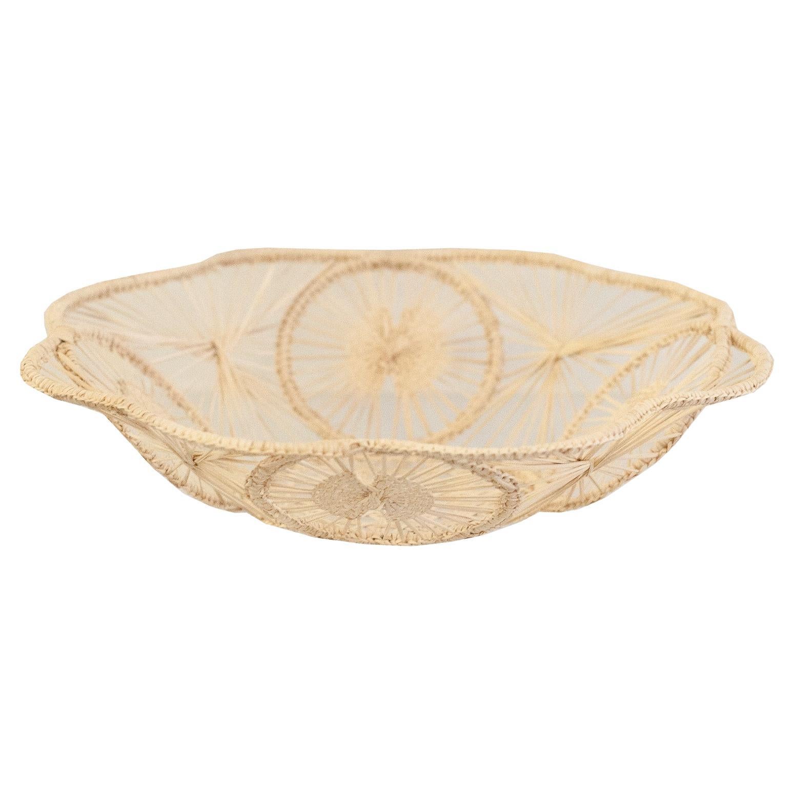 Contemporary Round Woven Rattan Bowl / Basket in Sky Blue For Sale at ...