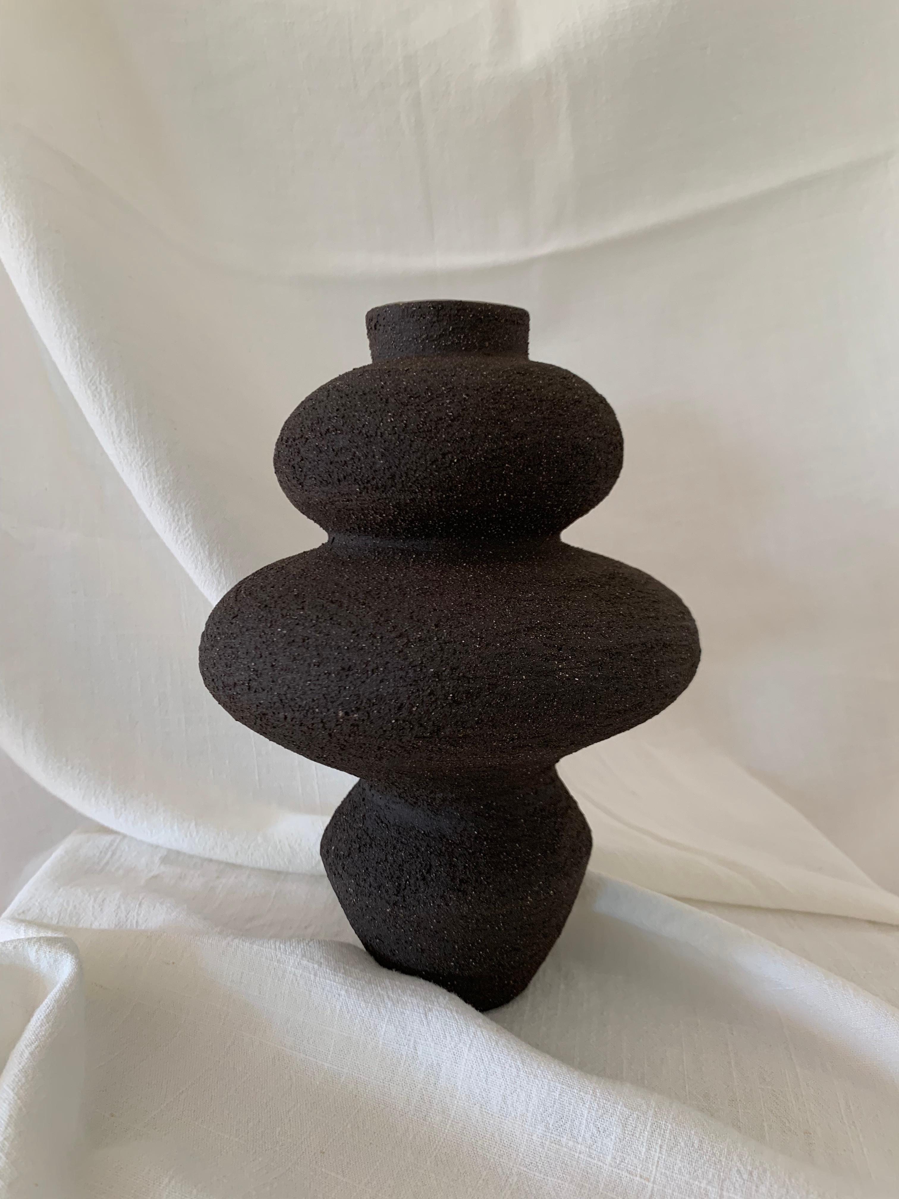 Contemporary Ruby Bell Ceramics Black Curvilinear Vase at 1stDibs