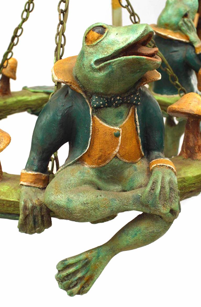 Contemporary Rustic Light Fixture with Frogs and Lily Pads at 1stDibs