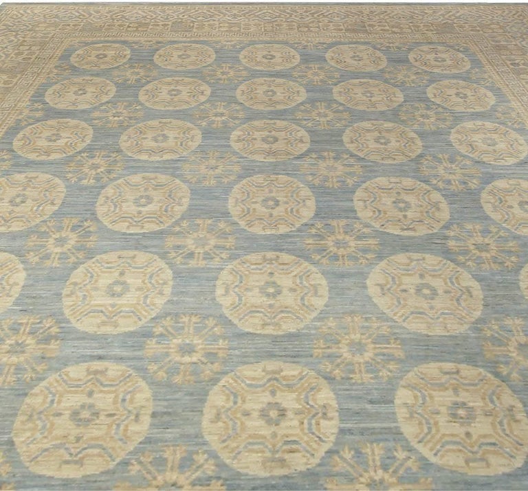Contemporary Samarkand Style Blue and Brown Handmade Rug by Doris ...