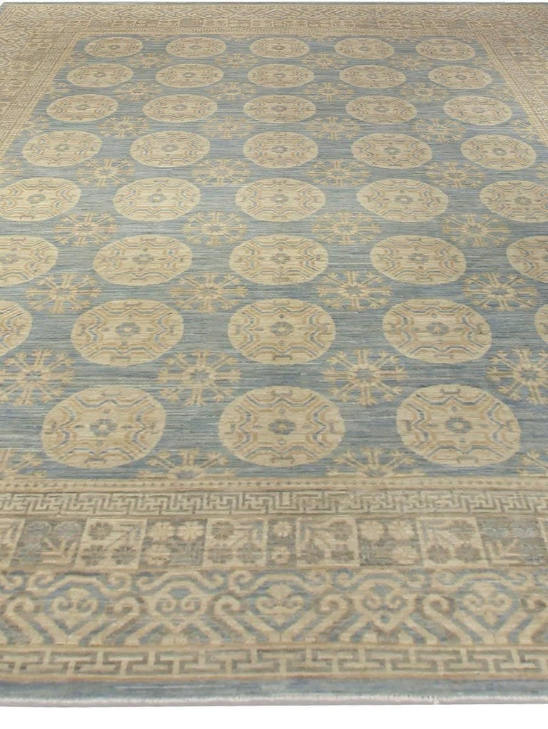 Contemporary Samarkand Style Blue and Brown Handmade Rug by Doris ...