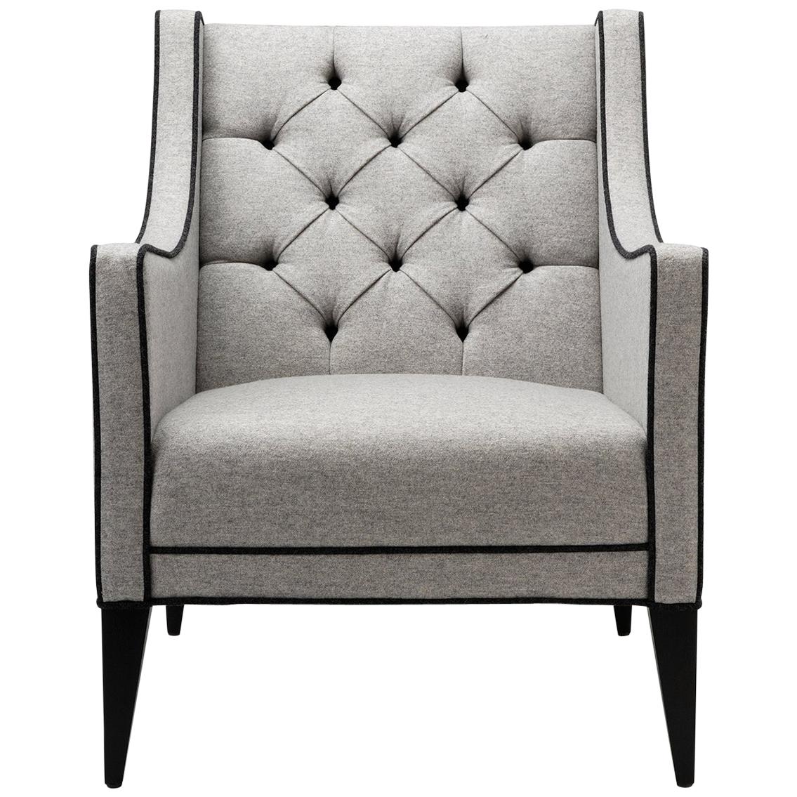Contemporary Tux Chair in Mohair Velvet with Walnut or Oak Legs For ...