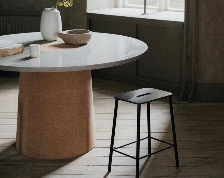 Frama Scandinavian Adam Stool in Black Leather with Black Steel Frame ...