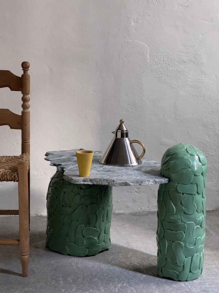 Sculptural Coffee Table Made from Recycled Plastic and Marble ...