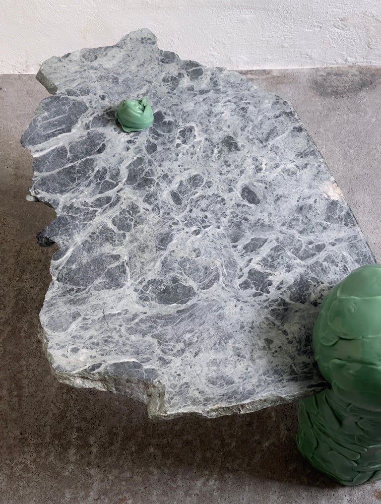 Sculptural Coffee Table Made from Recycled Plastic and Marble ...