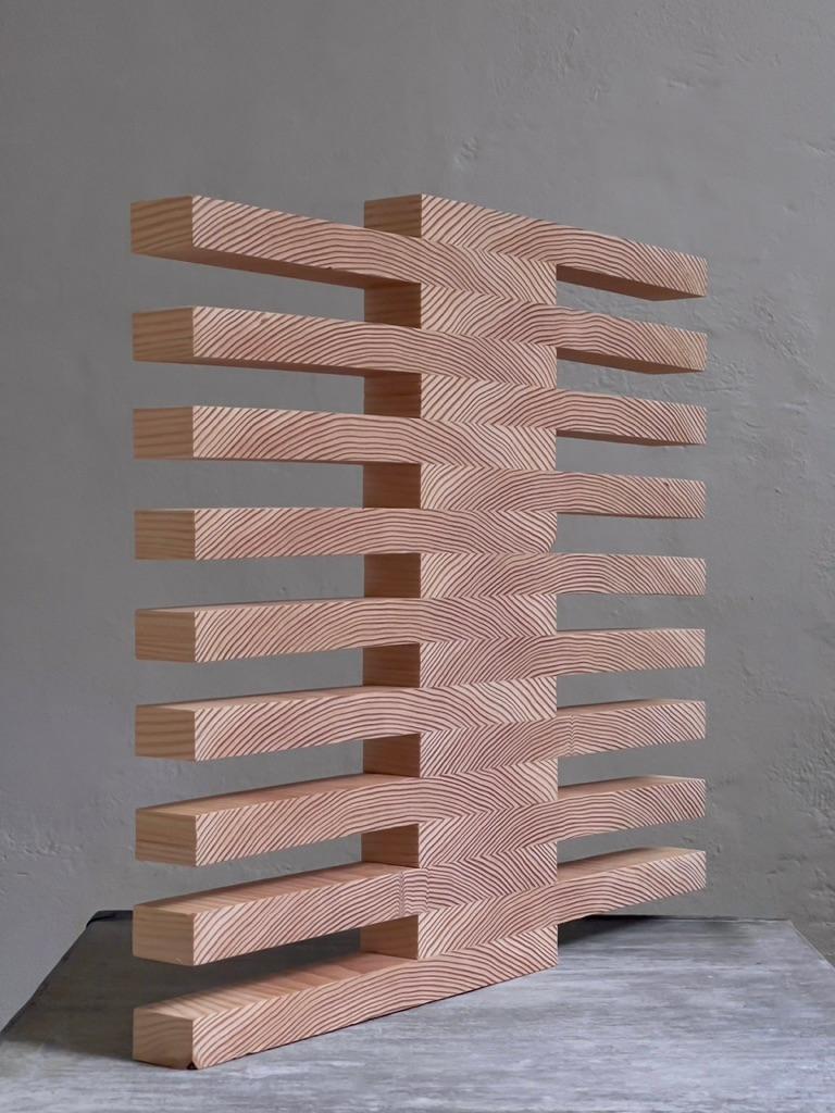 Contemporary sculptural object made entirely from industrial pine wood ...