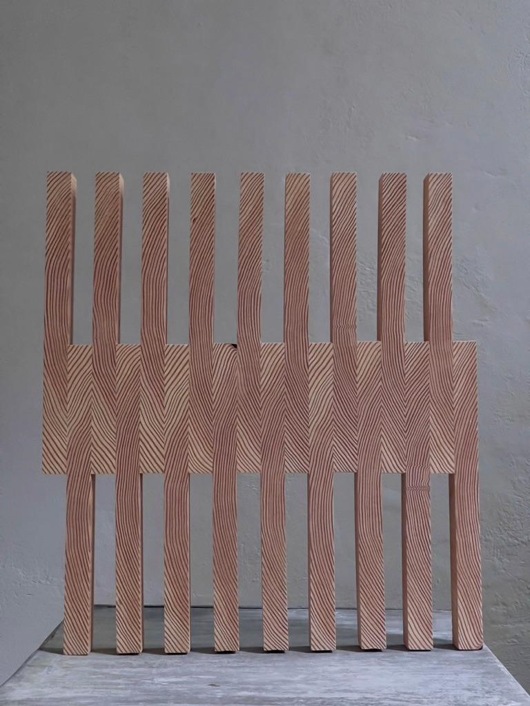 Contemporary sculptural object made entirely from industrial pine wood ...