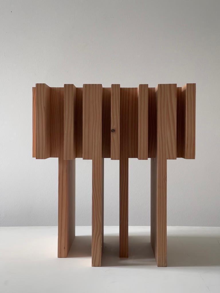 Contemporary sculptural object made entirely from industrial pine wood ...