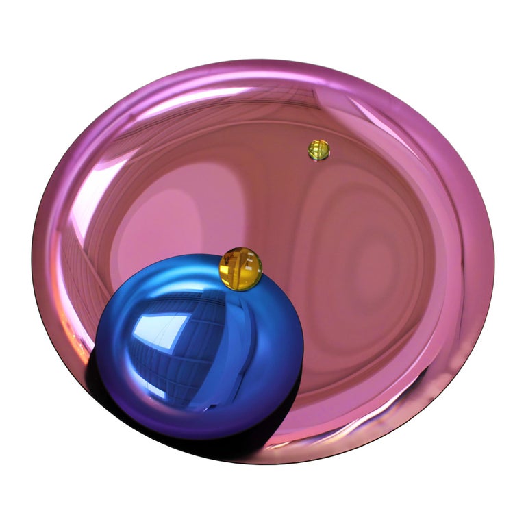 Contemporary Sculptural Pink Glass French Concave Mirror For Sale at ...