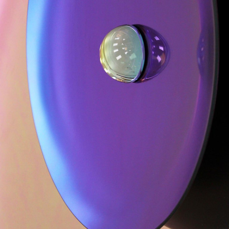 Contemporary Sculptural Pink Glass French Concave Mirror at 1stDibs