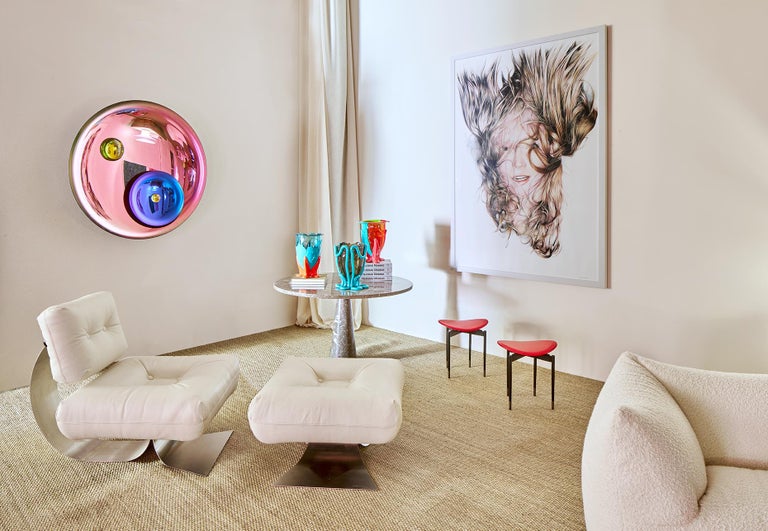 Contemporary Sculptural Pink Glass French Concave Mirror For Sale at ...