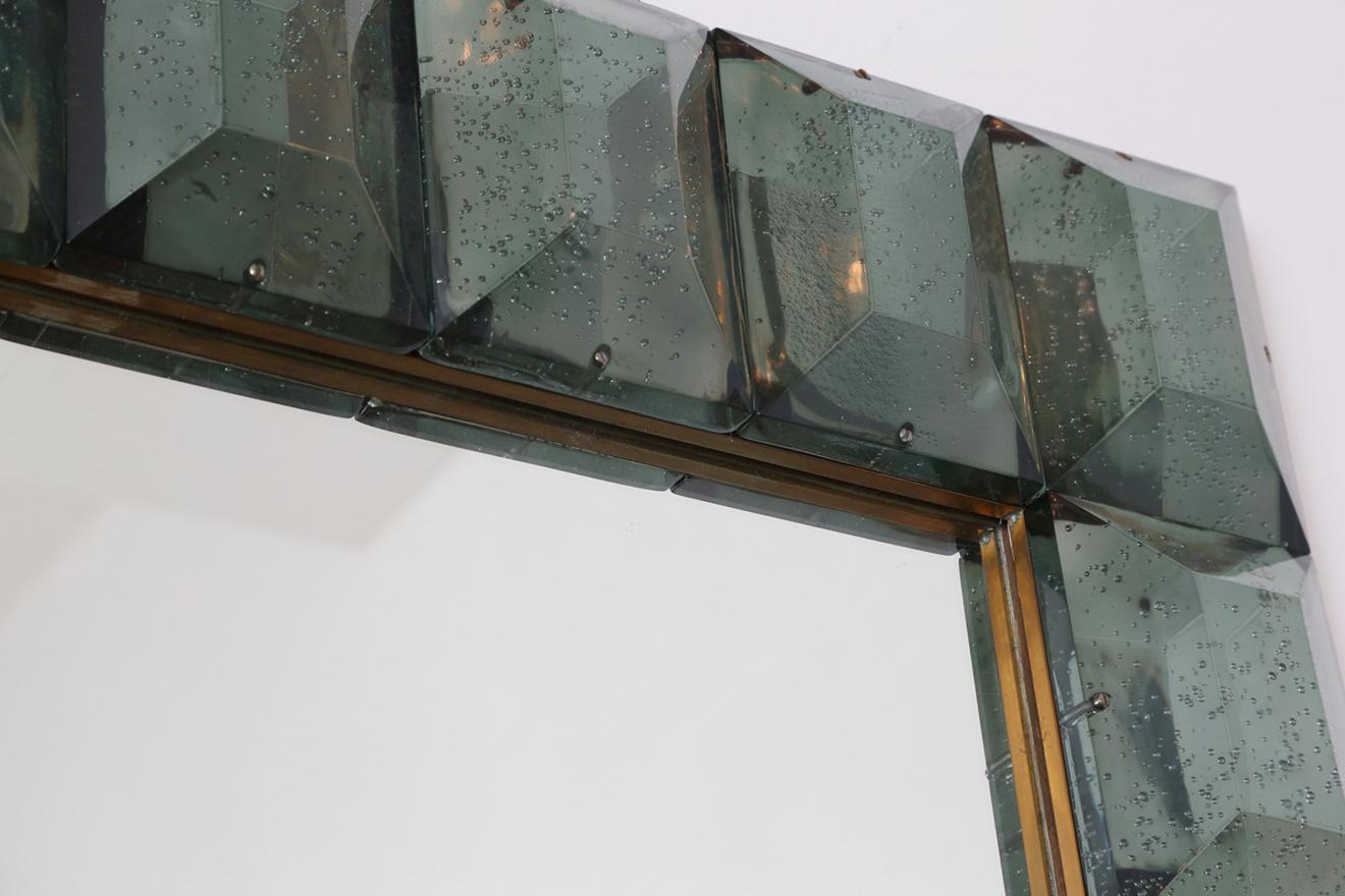 Contemporary Sea Green Diamond Murano Glass Blocks Mirror, In Stock For ...