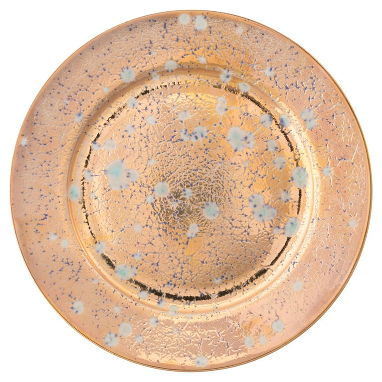 Contemporary Set of 2 Bread Rim Plates Gold Hand Painted Porcelain ...